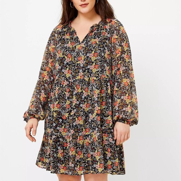 LOFT | Dresses | Loft Plus Floral Tiered Swing Dress | Poshmark